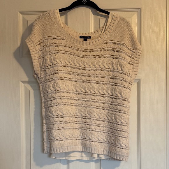 GAP | Sweaters | Gap Cream Cable Knit Sweater Short Sleeve With ...